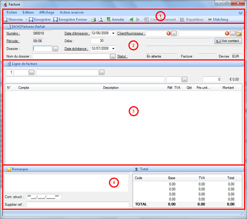 L'encodage d'une facture