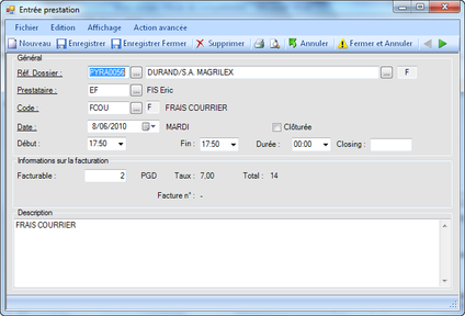L'encodage d'une facture